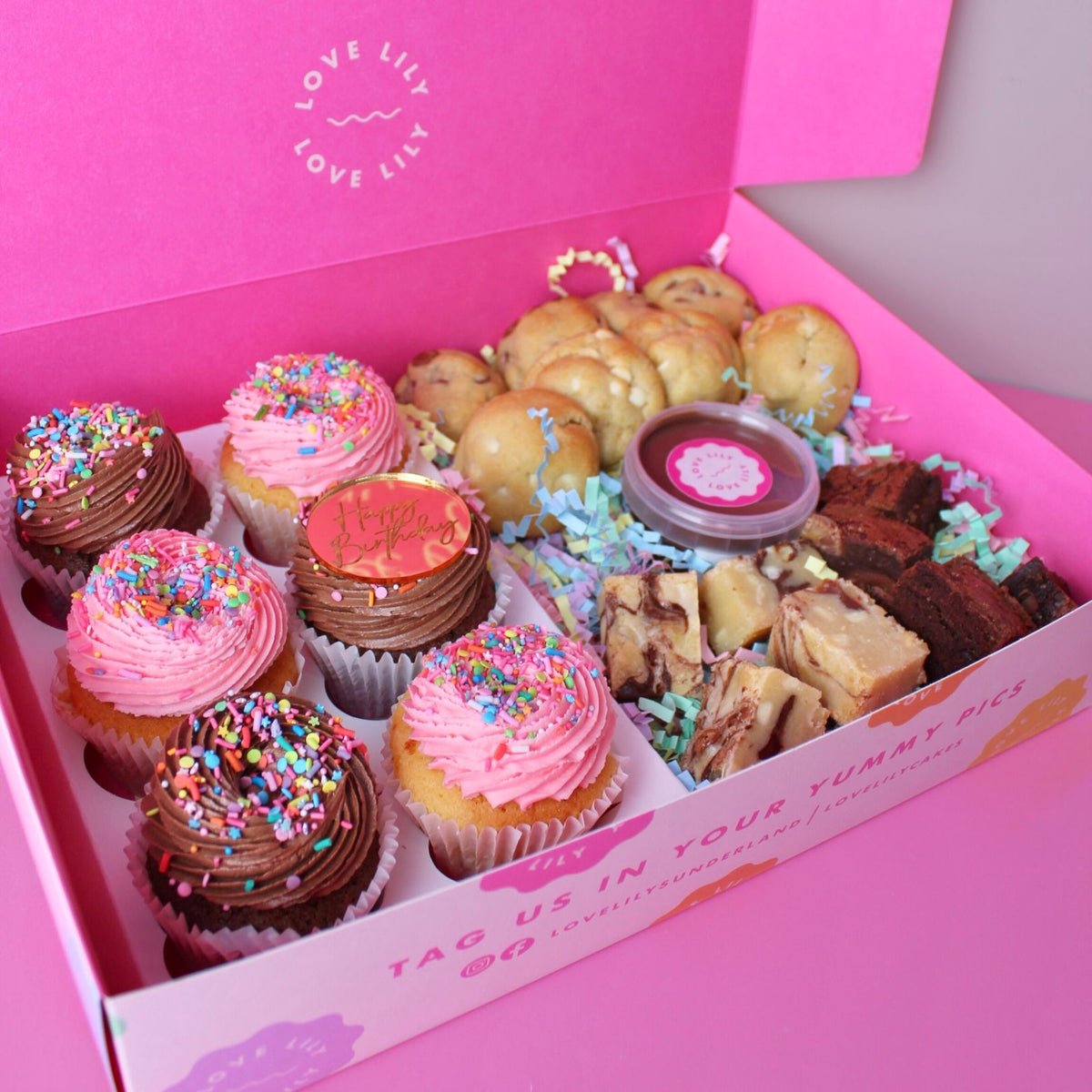 Celebration Cupcake & Dipping Box - Pink or Blue | Love Lily Cakes