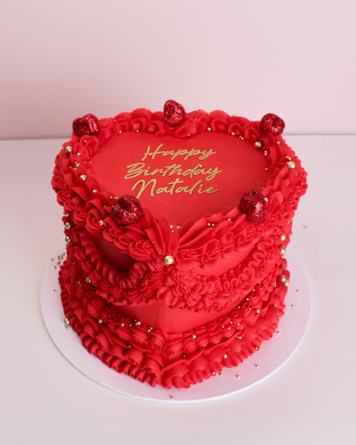 Red Lambeth Cake - Choose Heart or Tall Round | Love Lily Cakes